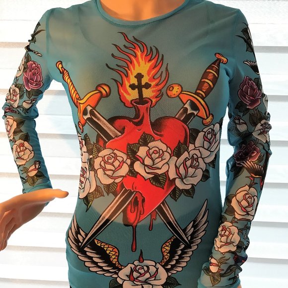 Yellowman | Tops | Tatoo Top | Poshmark